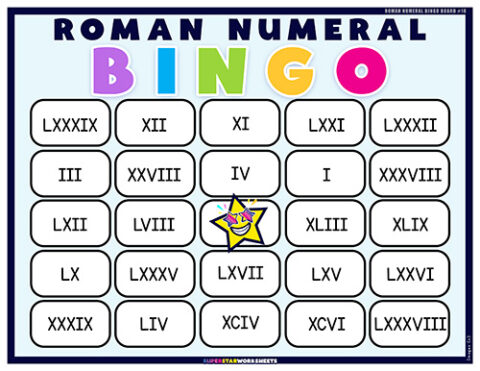 Roman Numeral BINGO - Superstar Worksheets