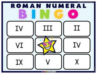 Roman Numeral BINGO - Superstar Worksheets