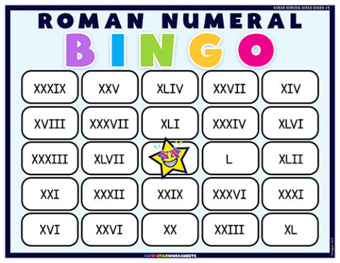Roman Numeral BINGO - Superstar Worksheets