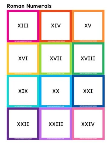 Roman Numerals Flashcards - Superstar Worksheets
