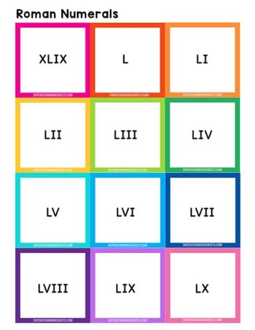Roman Numerals Flashcards - Superstar Worksheets