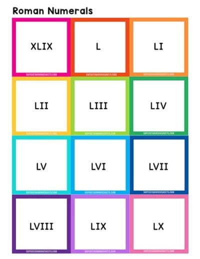 Roman Numerals Flashcards - Superstar Worksheets