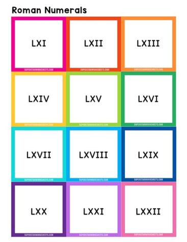 Roman Numerals Flashcards - Superstar Worksheets