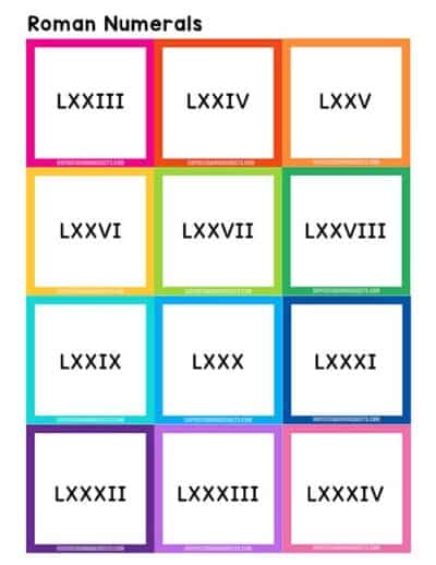 Roman Numerals Flashcards - Superstar Worksheets