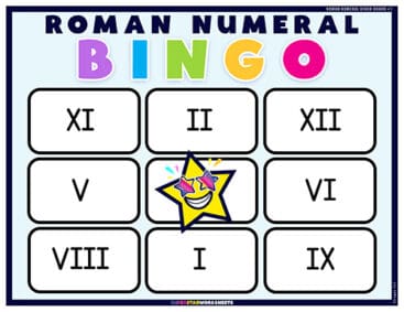 Roman Numeral BINGO - Superstar Worksheets