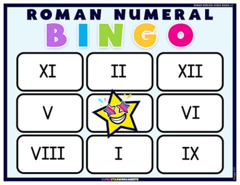 Roman Numeral BINGO - Superstar Worksheets