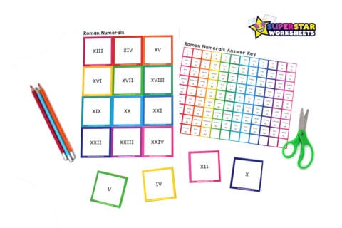 Roman Numerals Flashcards - Superstar Worksheets