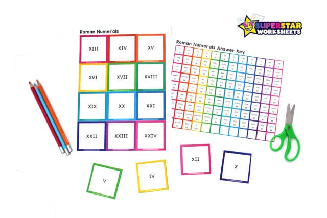 Roman Numerals Flashcards - Superstar Worksheets