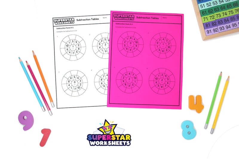 Subtraction Table Worksheets - Superstar Worksheets