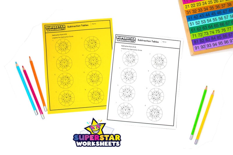 Subtraction Table Worksheets - Superstar Worksheets
