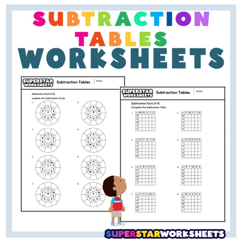 Subtraction Table Worksheets - Superstar Worksheets
