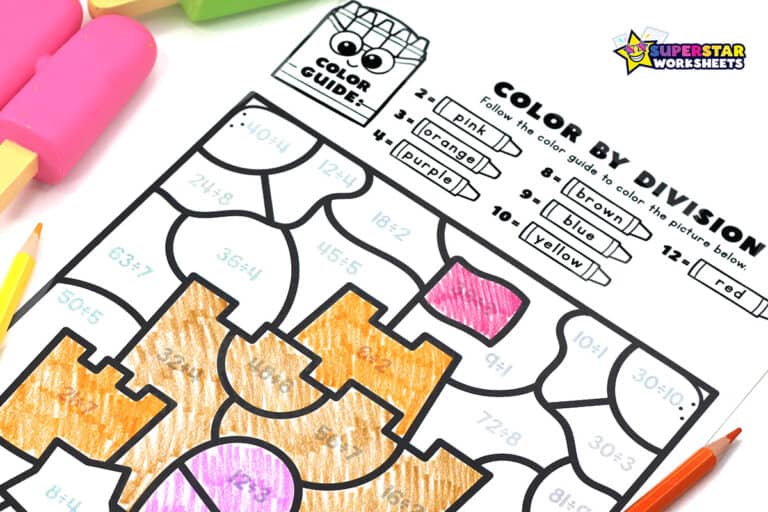 Summer Color by Number - Superstar Worksheets
