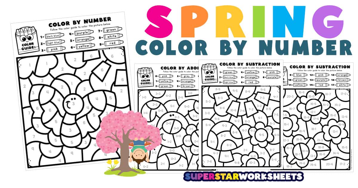 Spring Color by Number - Superstar Worksheets