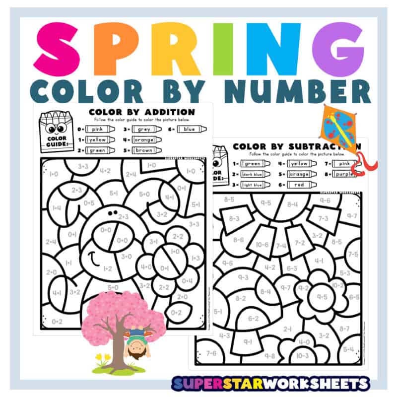 Spring Color by Number - Superstar Worksheets