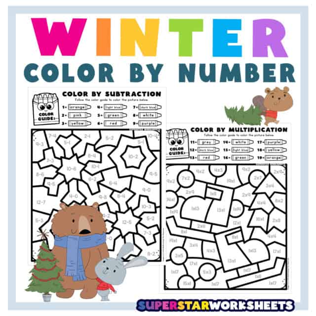 Winter Color by Number - Superstar Worksheets