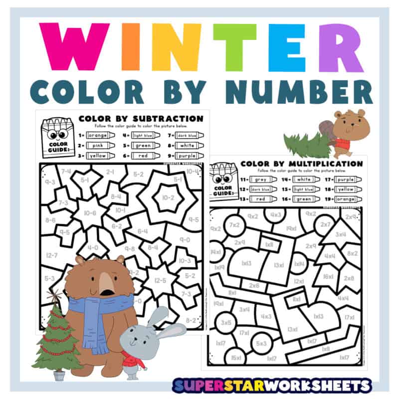 Winter Color by Number - Superstar Worksheets