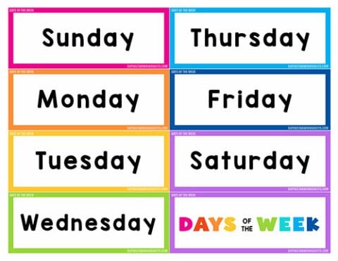 Days of the Week - Superstar Worksheets
