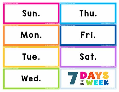 Days of the Week - Superstar Worksheets