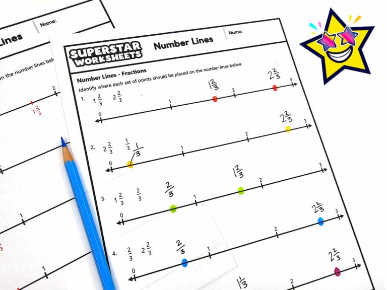 Fractions on a Number Line - Superstar Worksheets