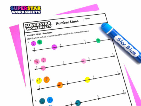 Fractions on a Number Line - Superstar Worksheets