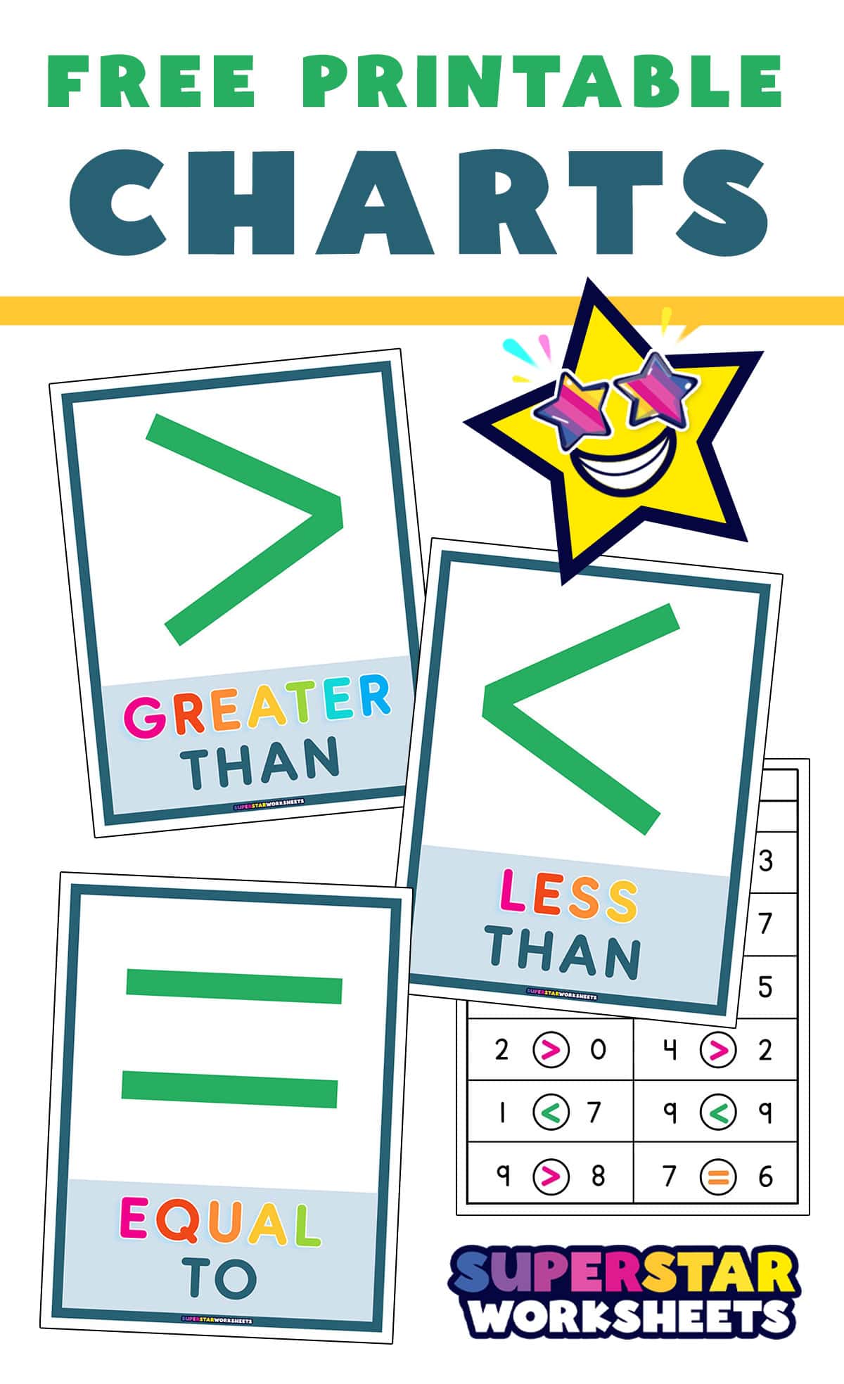 Greater Than Sign & Less Than Sign - Superstar Worksheets
