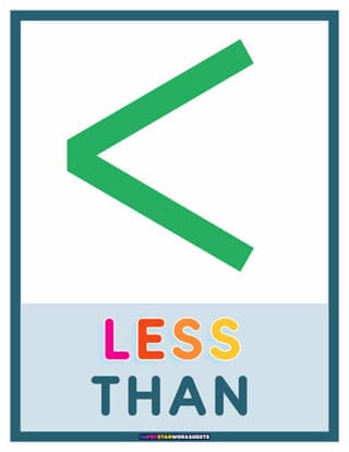 Greater Than Sign & Less Than Sign - Superstar Worksheets