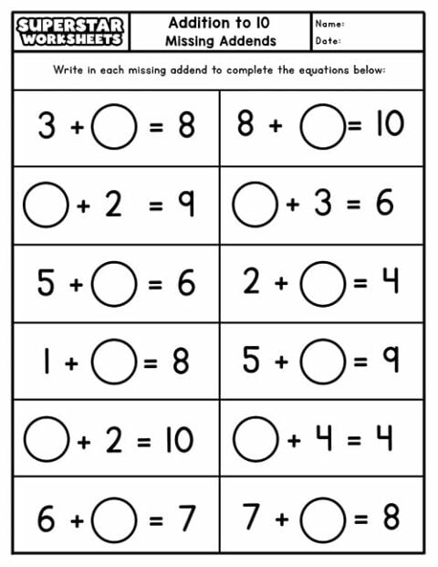 Single Digit Addition Worksheets - Superstar Worksheets