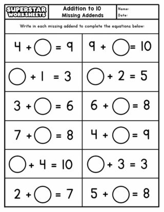 Single Digit Addition Worksheets - Superstar Worksheets