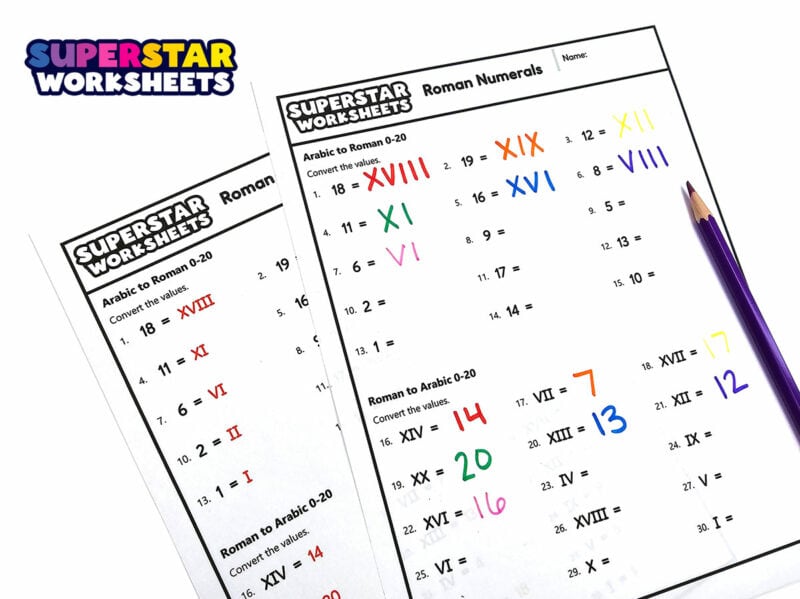 Roman Numerals Worksheets - Superstar Worksheets