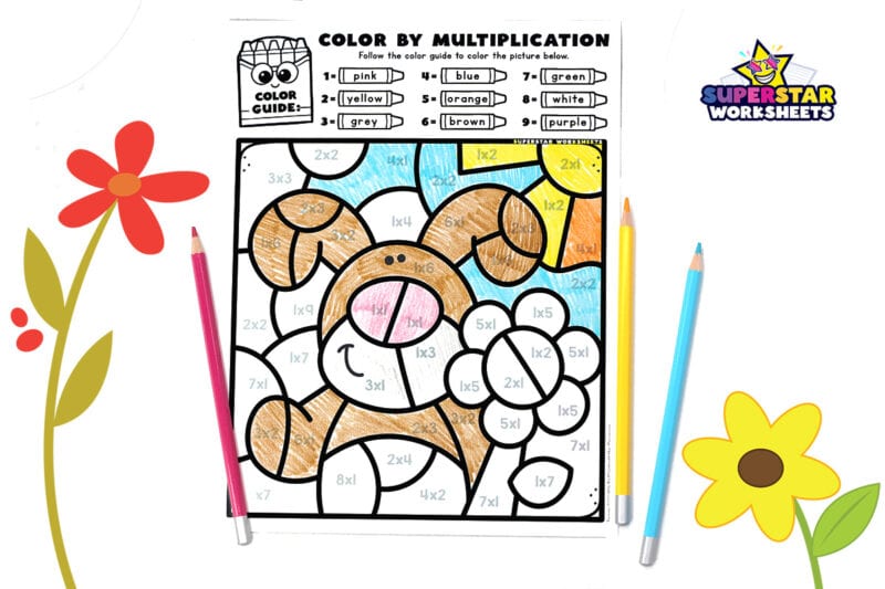 Spring Color by Number - Superstar Worksheets