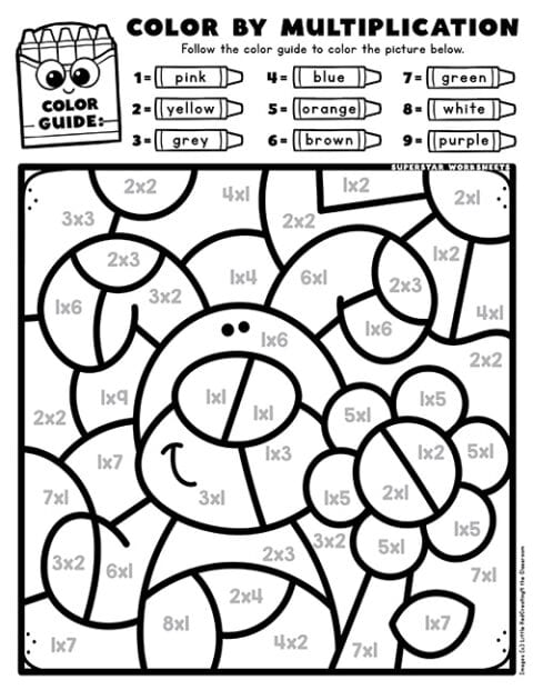 Spring Color by Number - Superstar Worksheets