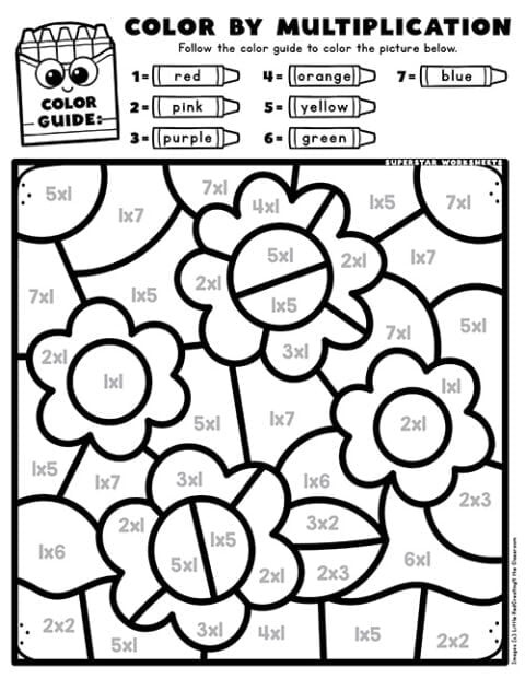 Spring Color by Number - Superstar Worksheets
