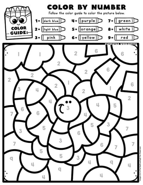Spring Color by Number - Superstar Worksheets