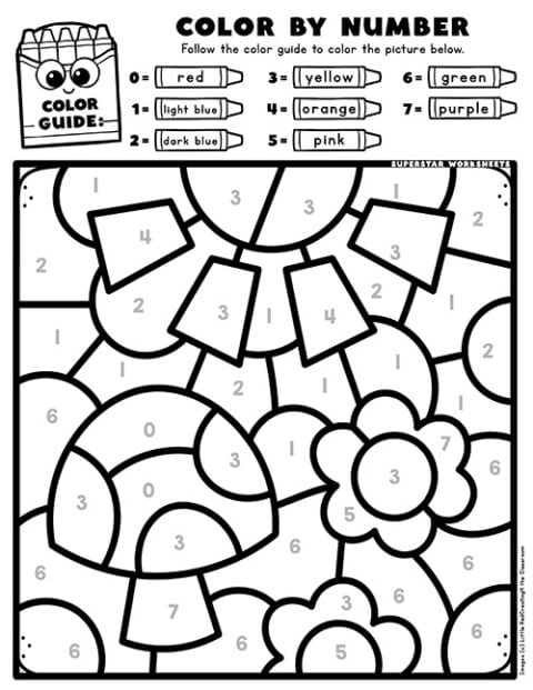 Spring Color by Number - Superstar Worksheets