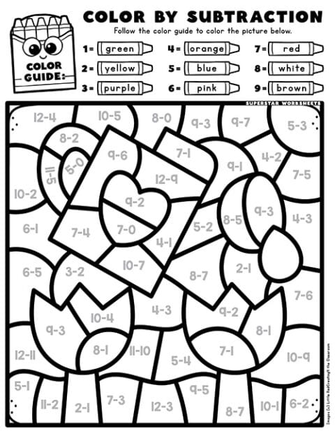 Spring Color by Number - Superstar Worksheets
