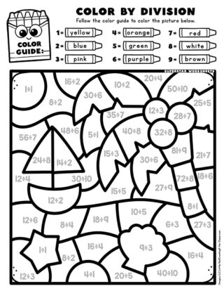 Summer Color by Number - Superstar Worksheets