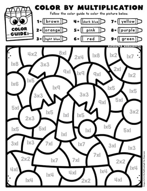 Summer Color by Number - Superstar Worksheets