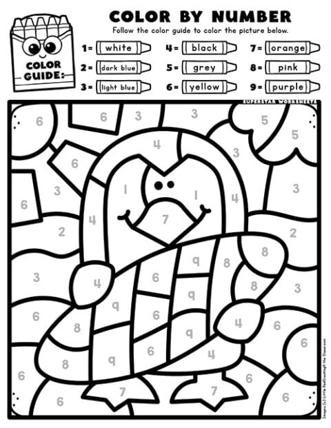 Summer Color by Number - Superstar Worksheets