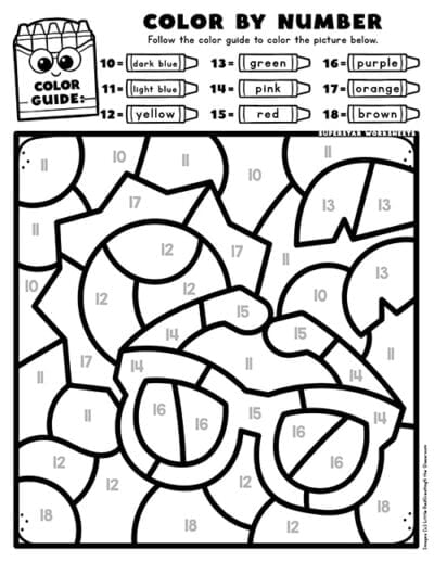 Summer Color by Number - Superstar Worksheets