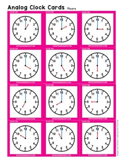 Telling Time Flashcards - Superstar Worksheets