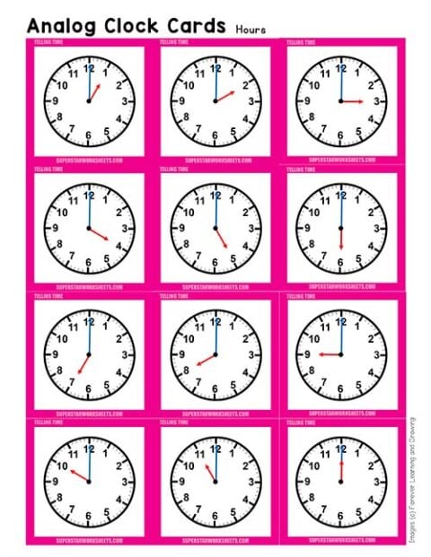 Telling Time Flashcards - Superstar Worksheets