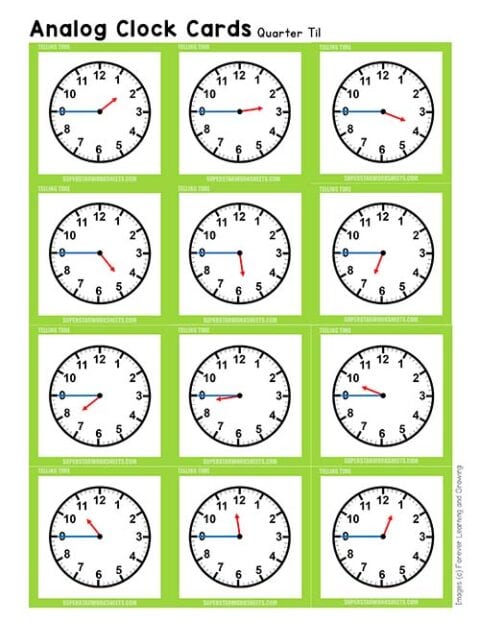 Telling Time Flashcards - Superstar Worksheets