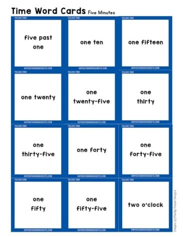 Telling Time Flashcards - Superstar Worksheets
