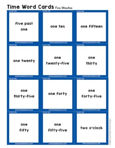 Telling Time Flashcards - Superstar Worksheets
