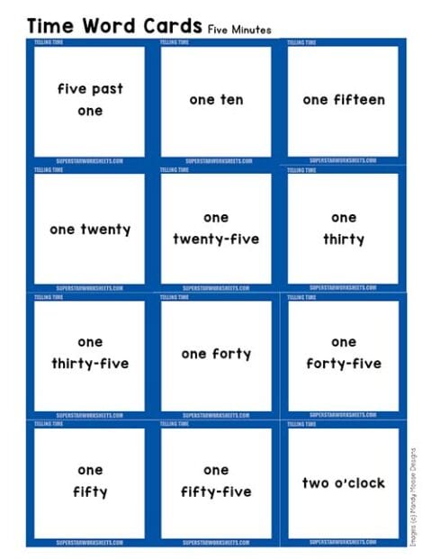 Telling Time Flashcards - Superstar Worksheets