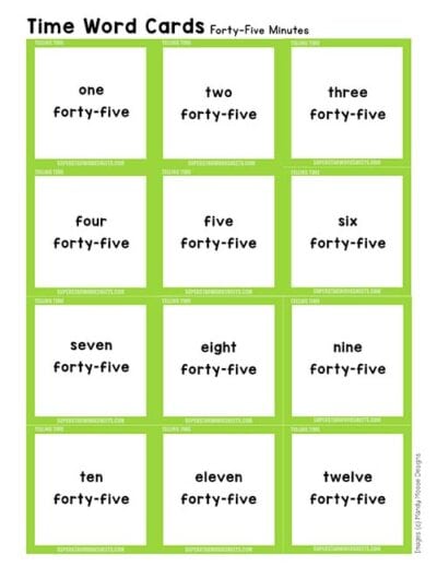 Telling Time Flashcards - Superstar Worksheets