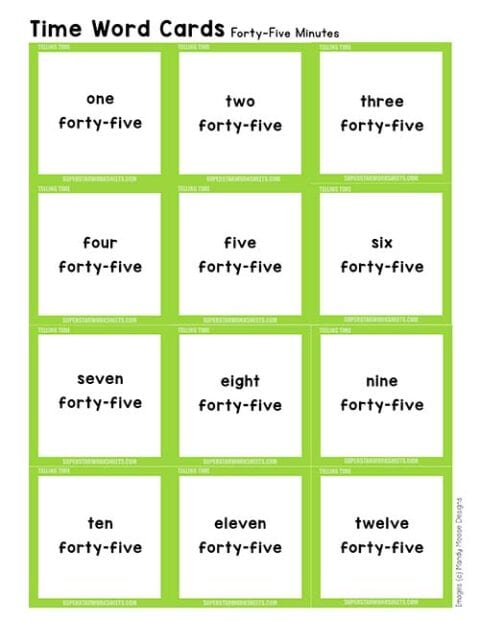 Telling Time Flashcards - Superstar Worksheets