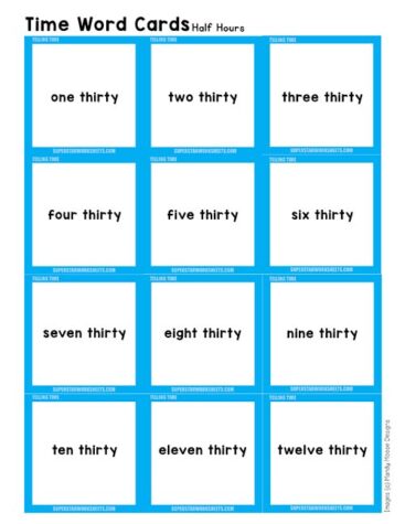 Telling Time Flashcards - Superstar Worksheets