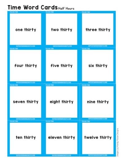 Telling Time Flashcards - Superstar Worksheets