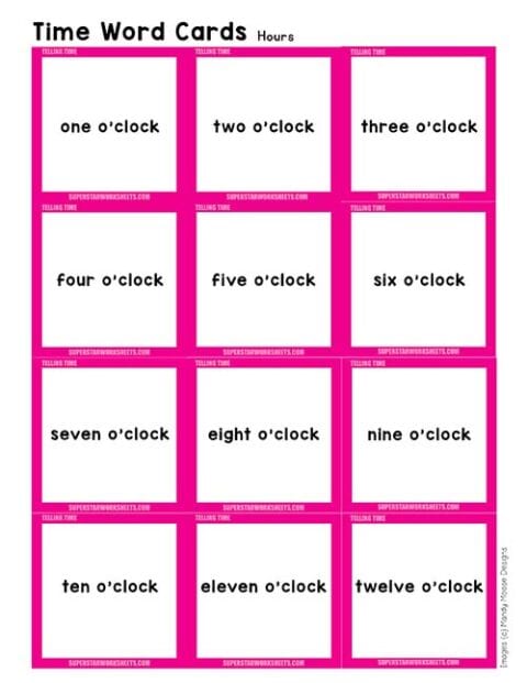 Telling Time Flashcards - Superstar Worksheets